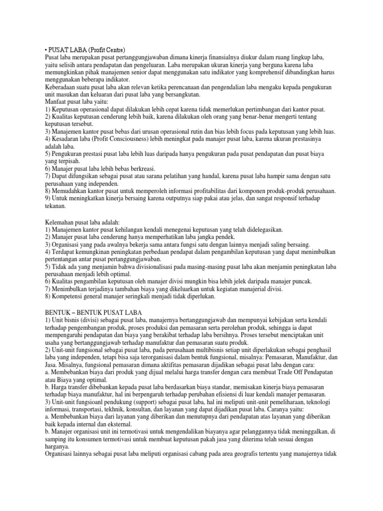 Materi Pusat Laba | PDF