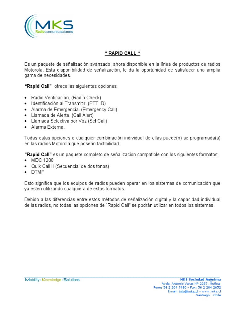 Rapid Call | PDF | Radio | Telefonía móvil