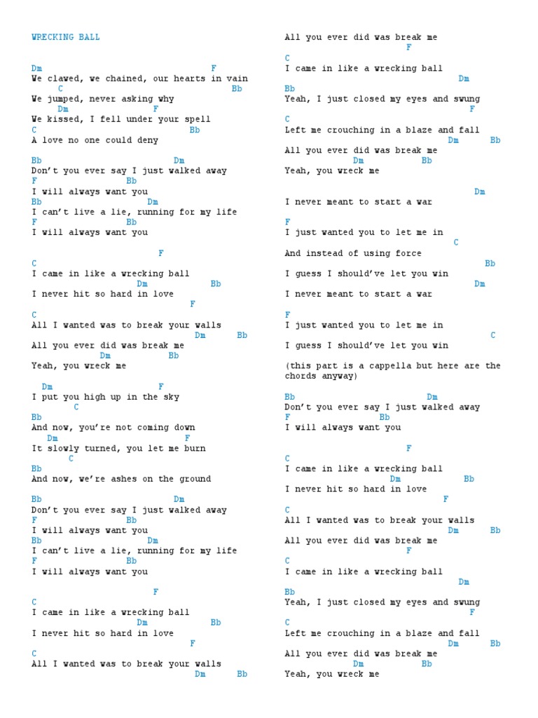 Wrecking Ball | PDF | Song Structure | Songs