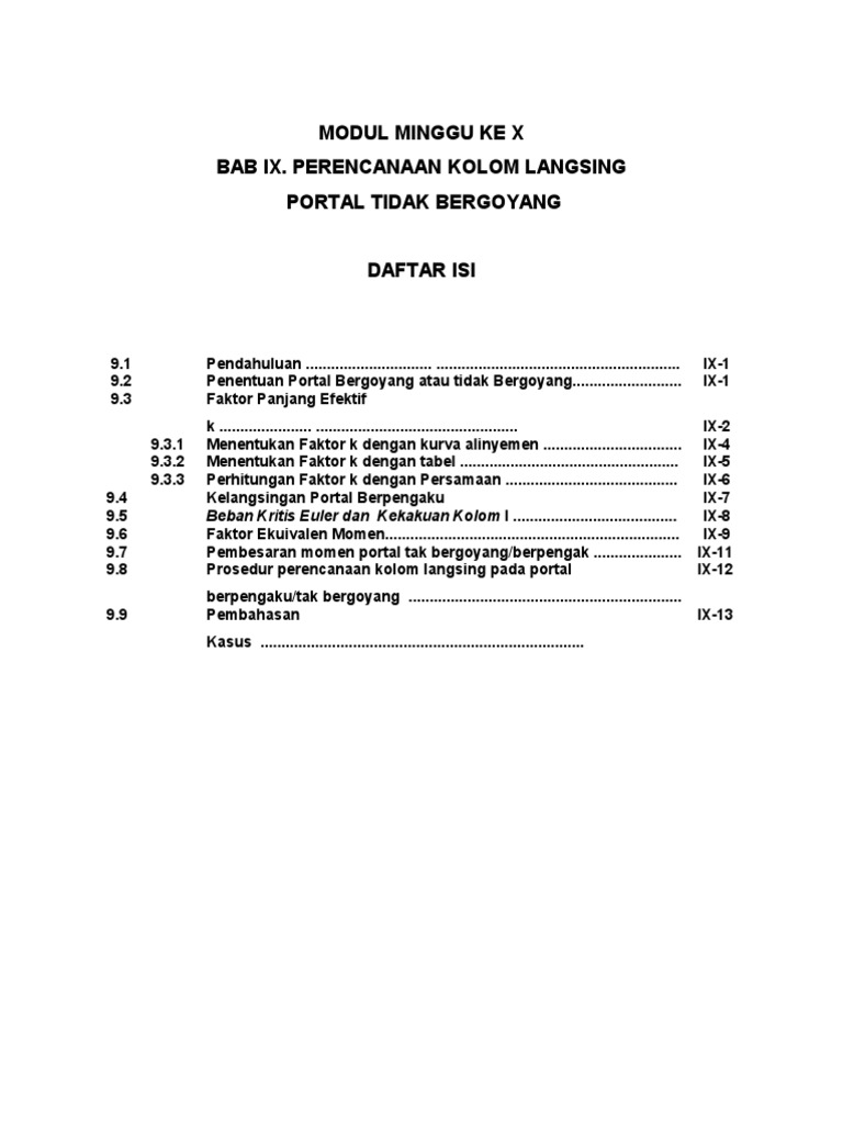 Perencanaan Kolom Langsing pada Portal | PDF