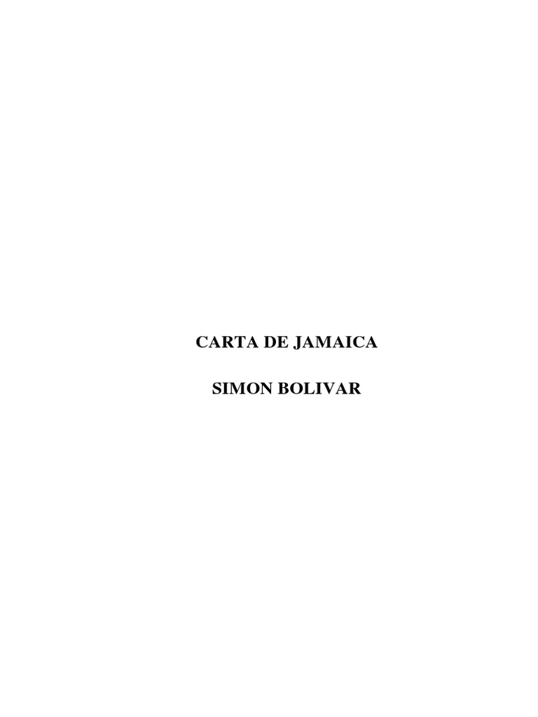 Carta de Jamaica Simón Bolívar 1815 | PDF