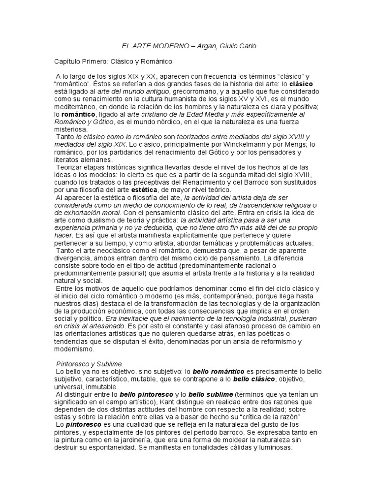 El Arte Moderno - Argan | PDF | Renacimiento | Romanticismo