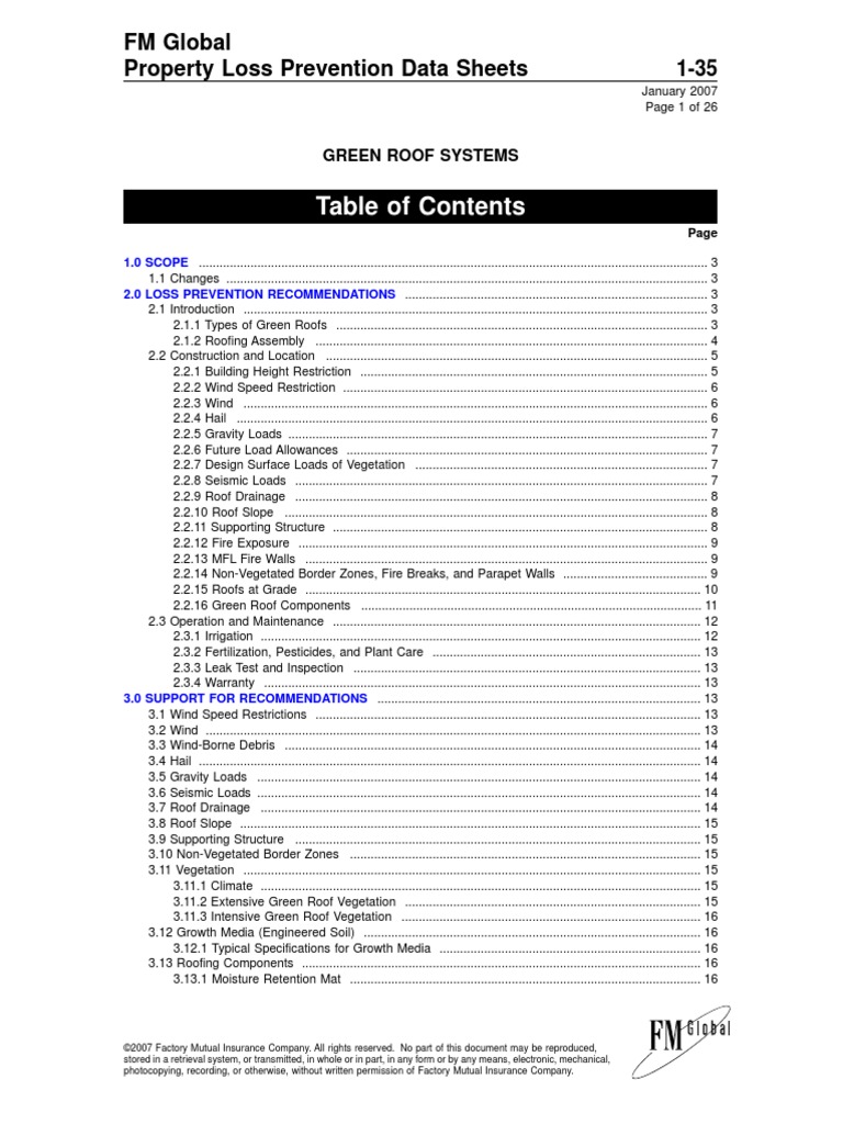 Factory Mutual Green Roof System | PDF | Roof | Concrete