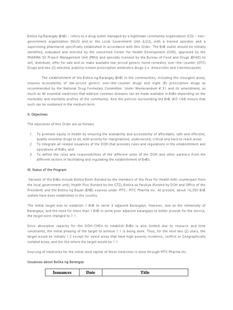 Botika NG Barangay | PDF | Leprosy | Pharmaceutical Drug