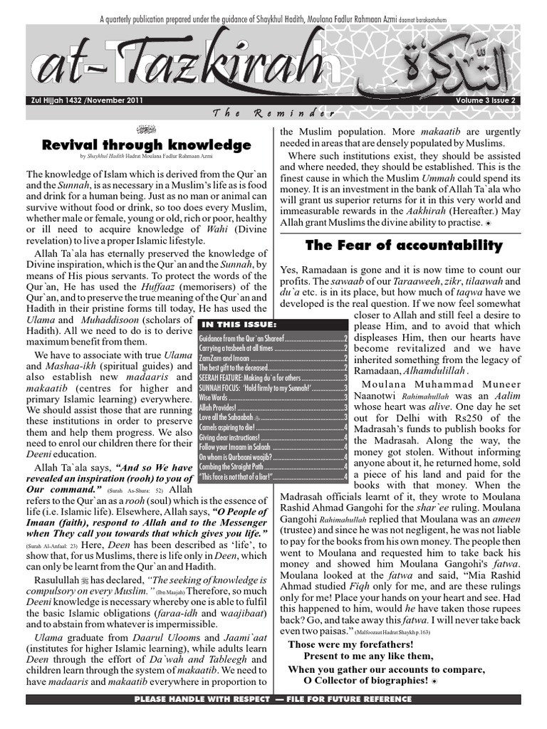 At-Tazkirah 1 Nov | Sahabah | Quran