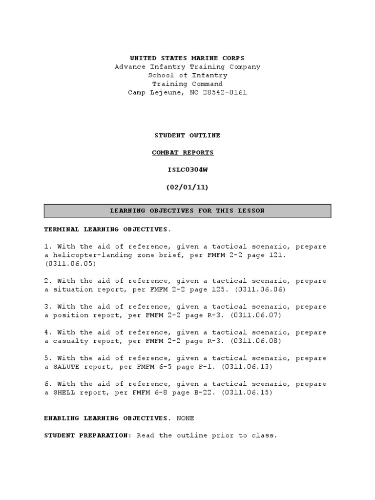Combat Reports SO | PDF | Military Science | Marines