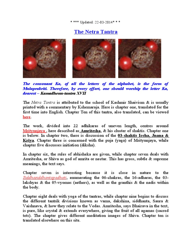 Netra Tantra Information | PDF | Advaita | Buddhism And Sexuality