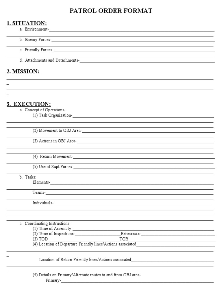 Patrol Order Format | PDF