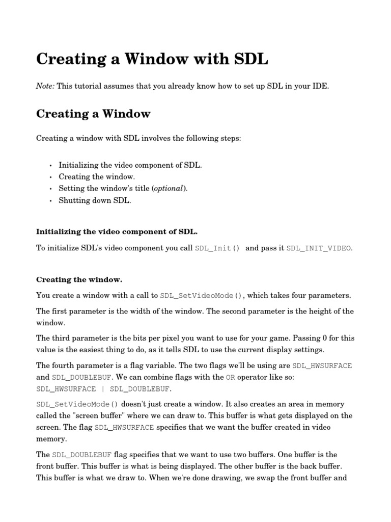 Creating A Window With SDL | PDF | Parameter (Computer Programming ...