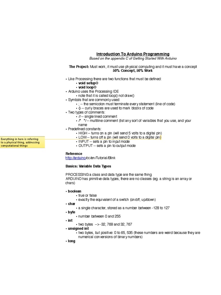 Arduino Syntax PDF | PDF | Data Type | Integer (Computer Science)