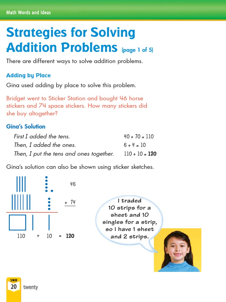Strategies For Solving Addition Problems: Adding by Place | PDF ...