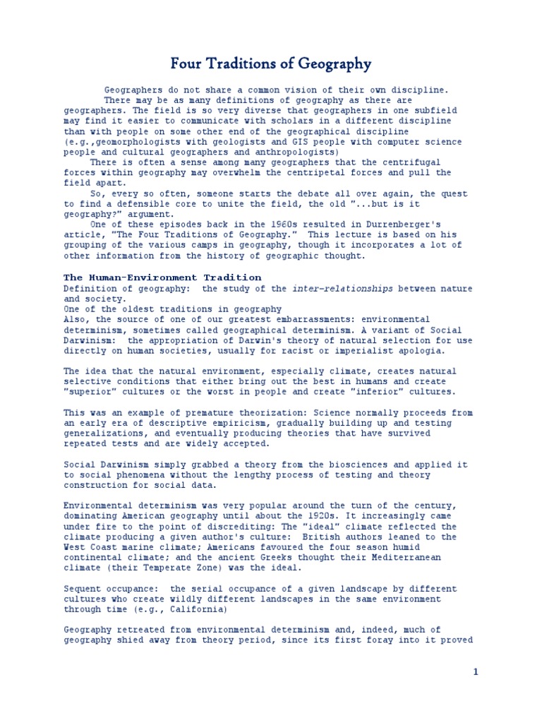 Four Traditions of Geography | PDF | Geography | Traditions