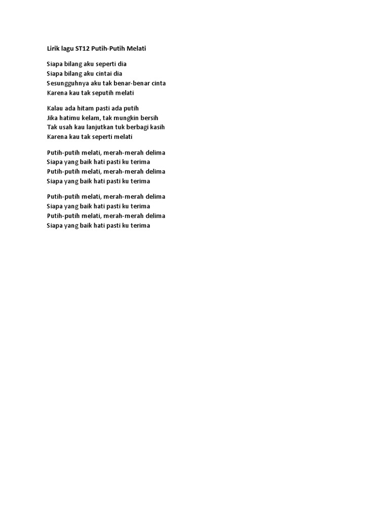 Lirik Lagu ST12 Putih | PDF | Song Recordings | American Musicians