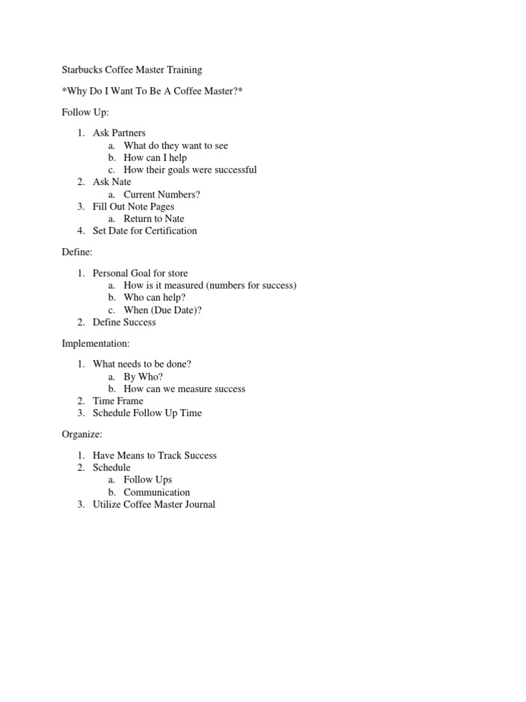 Starbucks Coffee Master Training Guide | PDF | Business