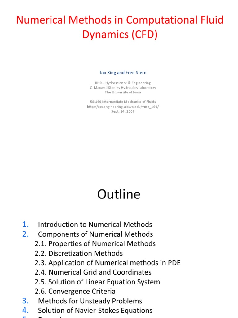 Numerical Methods in Computational Fluid Dynamics (CFD) | PDF | Numerical Analysis ...