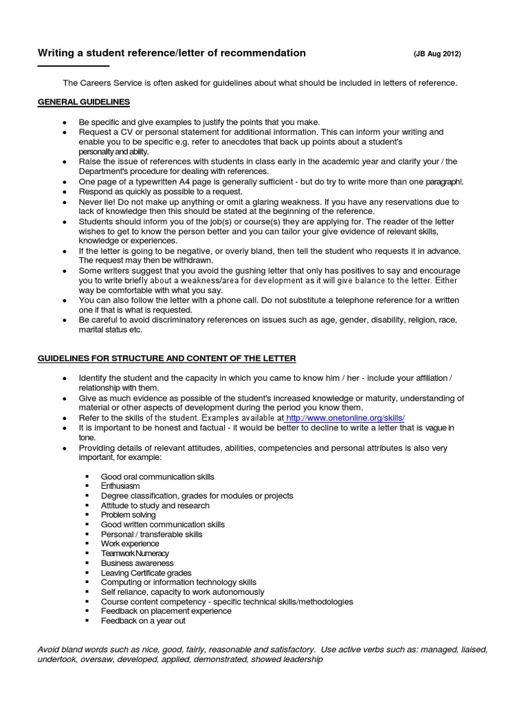 Writing A Student Recommendation Letter | PDF | Students | Graduate School