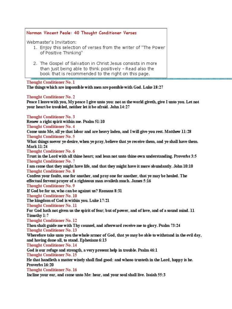 Thought Conditioner Verses | PDF | Isaiah | Religious Behaviour And ...
