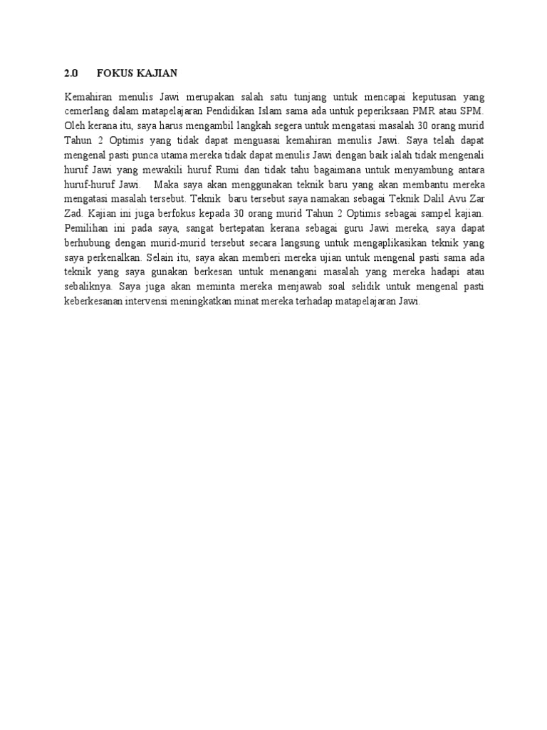 Contoh Penulisan Fokus Kajian | PDF