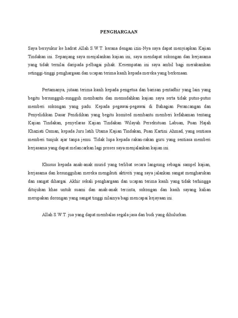 Contoh Penulisan Penghargaan | PDF