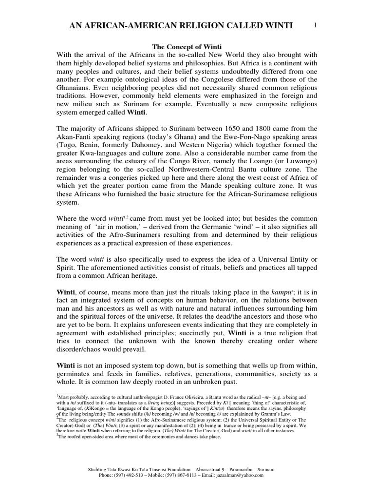 An African American Religion Called Winti | PDF | Spirituality | Faith