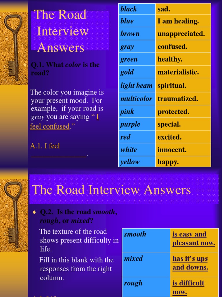 The Road Interview Answers: Sad. I Am Healing. Unappreciated. Confused ...