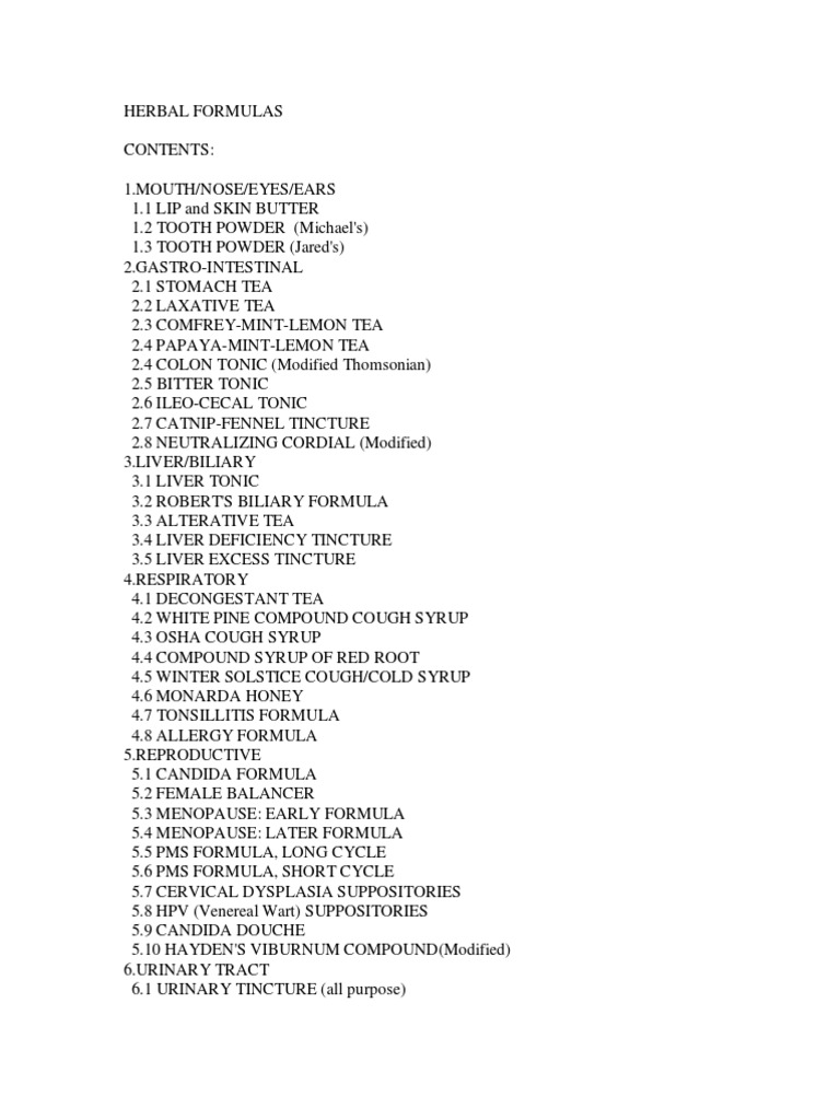 Herbal Formulas | PDF | Herbalism | Pharmacy