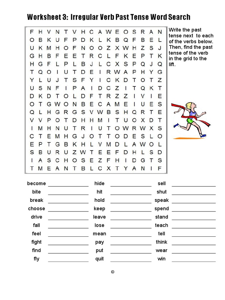 Worksheet 3: Irregular Verb Past Tense Word Search | PDF