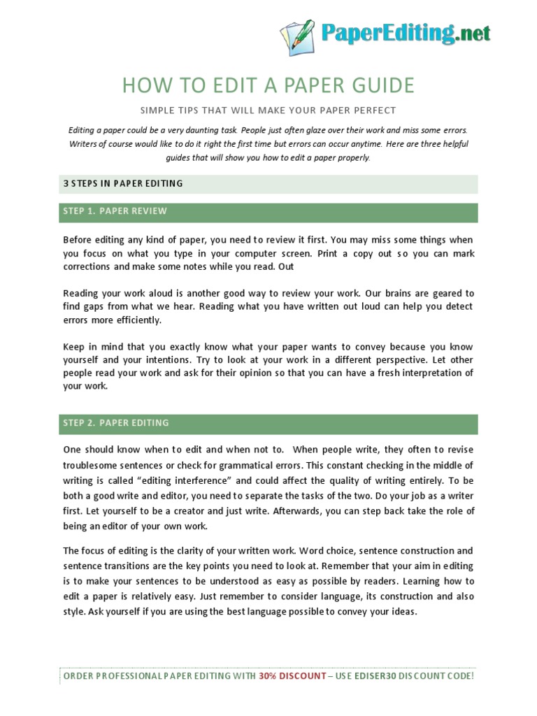 How To Edit A Paper Guide | PDF | Proofreading | Editing