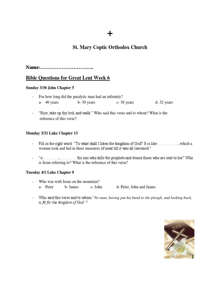 St. Mary Coptic Orthodox Church: Sunday 3/30 John Chapter 5 | Download ...
