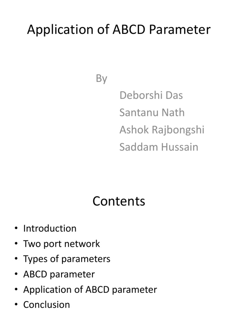 Application of ABCD | Parameter (Computer Programming) | Network ...