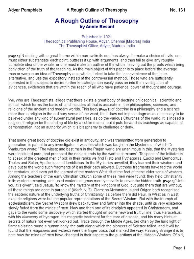 Overview of Theosophy by Annie Besant | PDF | Plane (Esotericism ...
