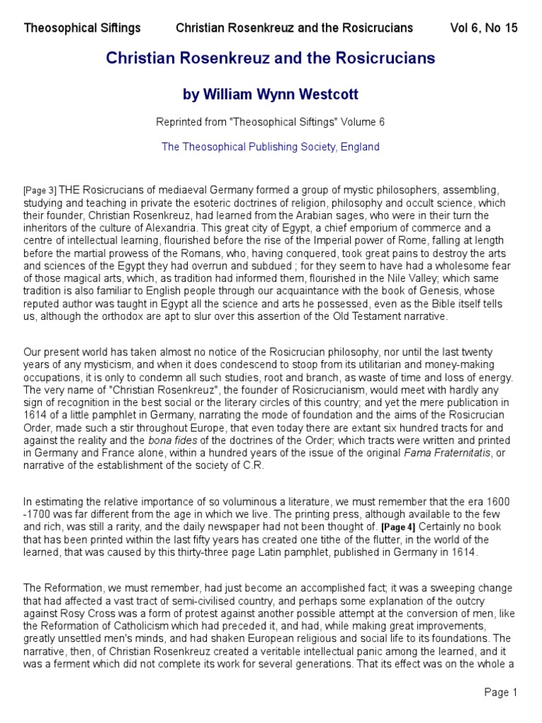 Christian Rosenkreuz and The Rosicrucians | PDF | Rosicrucianism ...