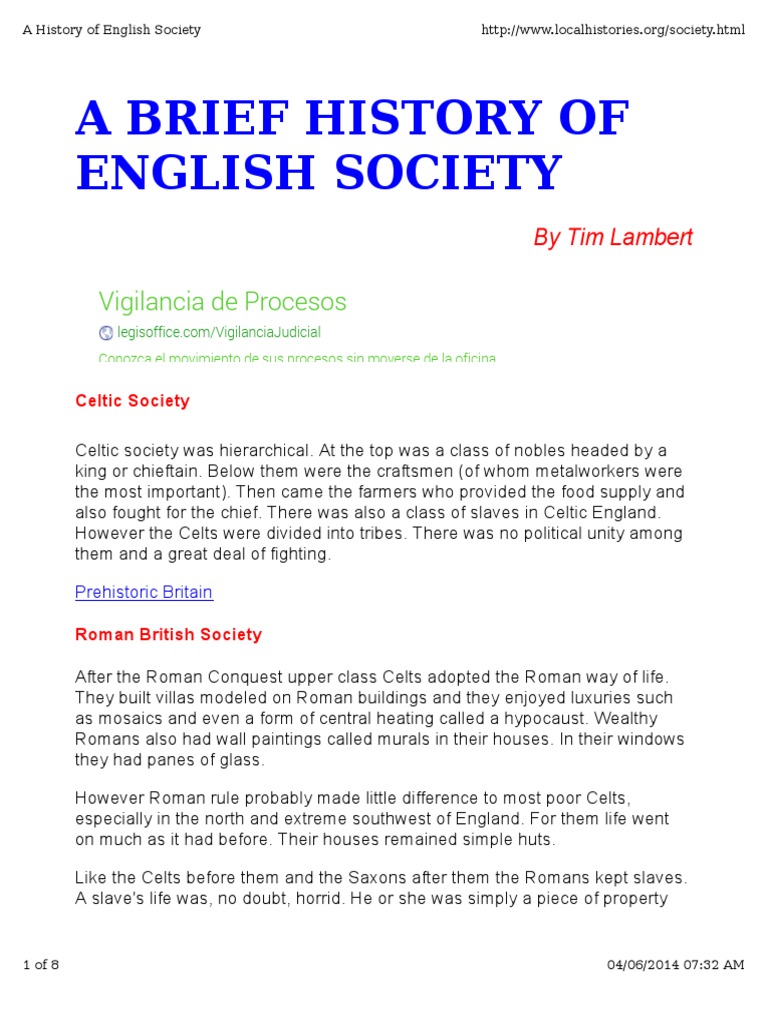 A Brief History of English Society | PDF | Serfdom | Gentleman