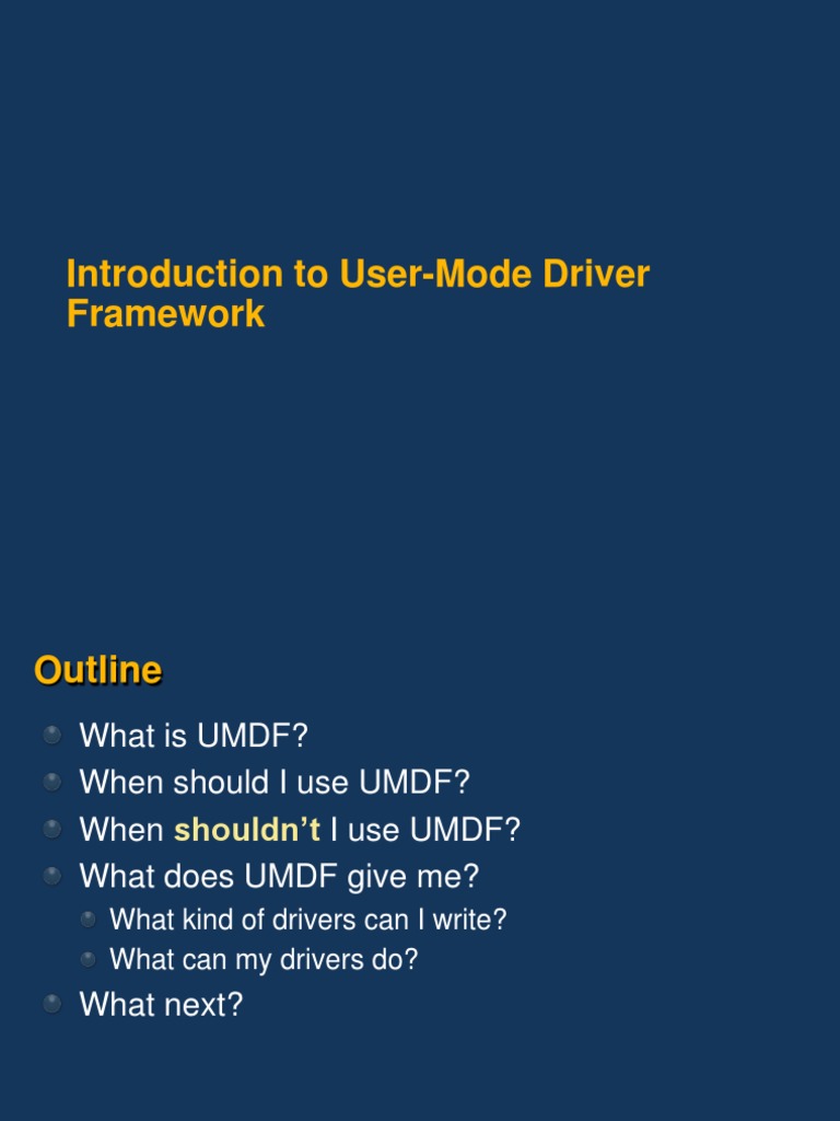 Umdf Intro | PDF | Device Driver | Kernel (Operating System)