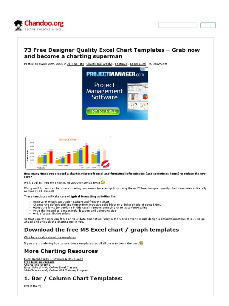 Free Excel Chart Templates - Make Your Bar, Pie Charts Beautiful ...