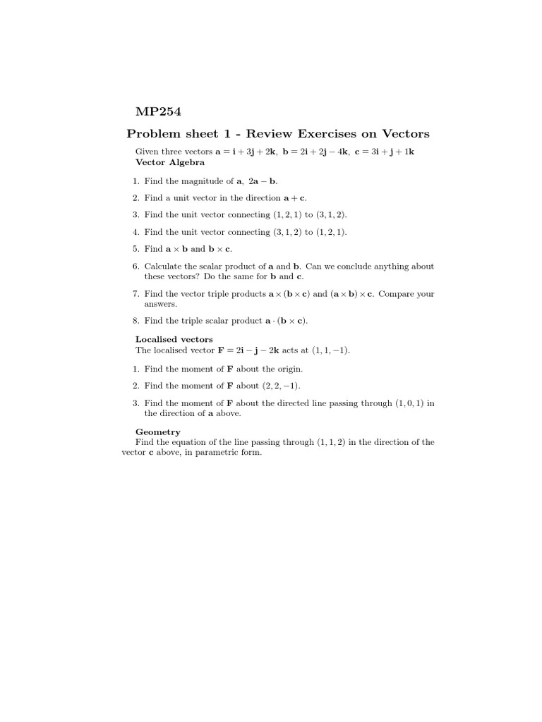 Vector Analysis Exercises and Solutions | PDF
