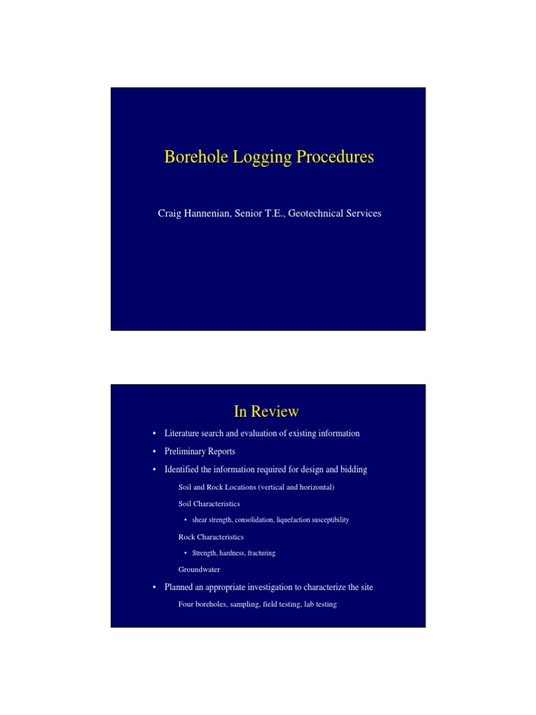 BH Log Procedure | PDF | Sand | Geotechnical Engineering
