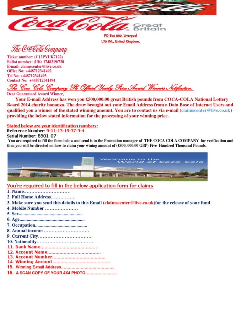 The Coca Cola Company PLC Official Yearly Prize Award Winners ...