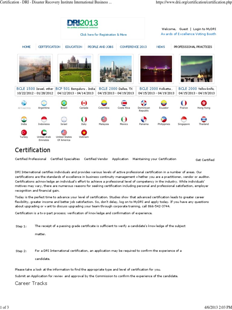 Certification - DRI - Disaster Recovery Institute International ...