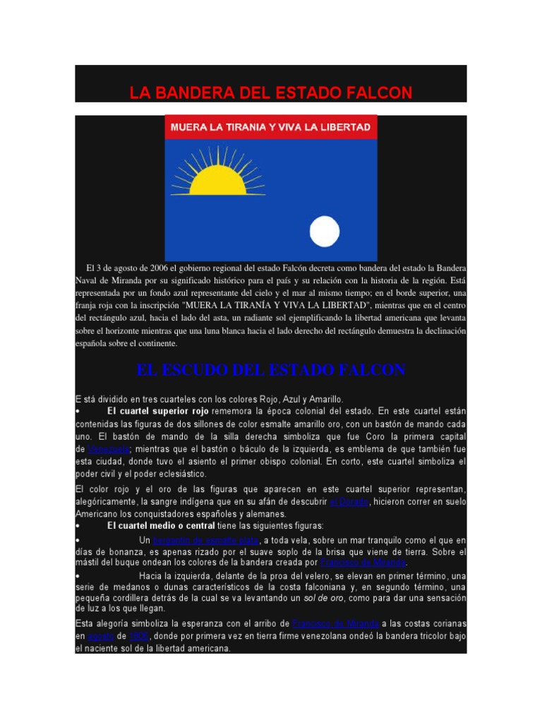 La Bandera Del Estado Falcon | PDF | Los símbolos | Naturaleza