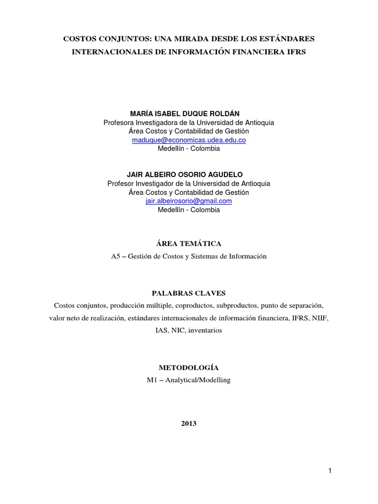 Costo Subpro Copro | PDF