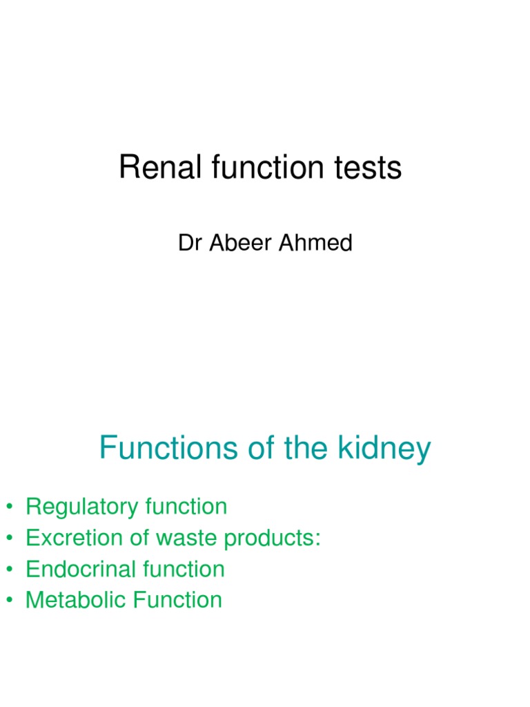 Renal Function Tests | PDF | Renal Function | Creatinine