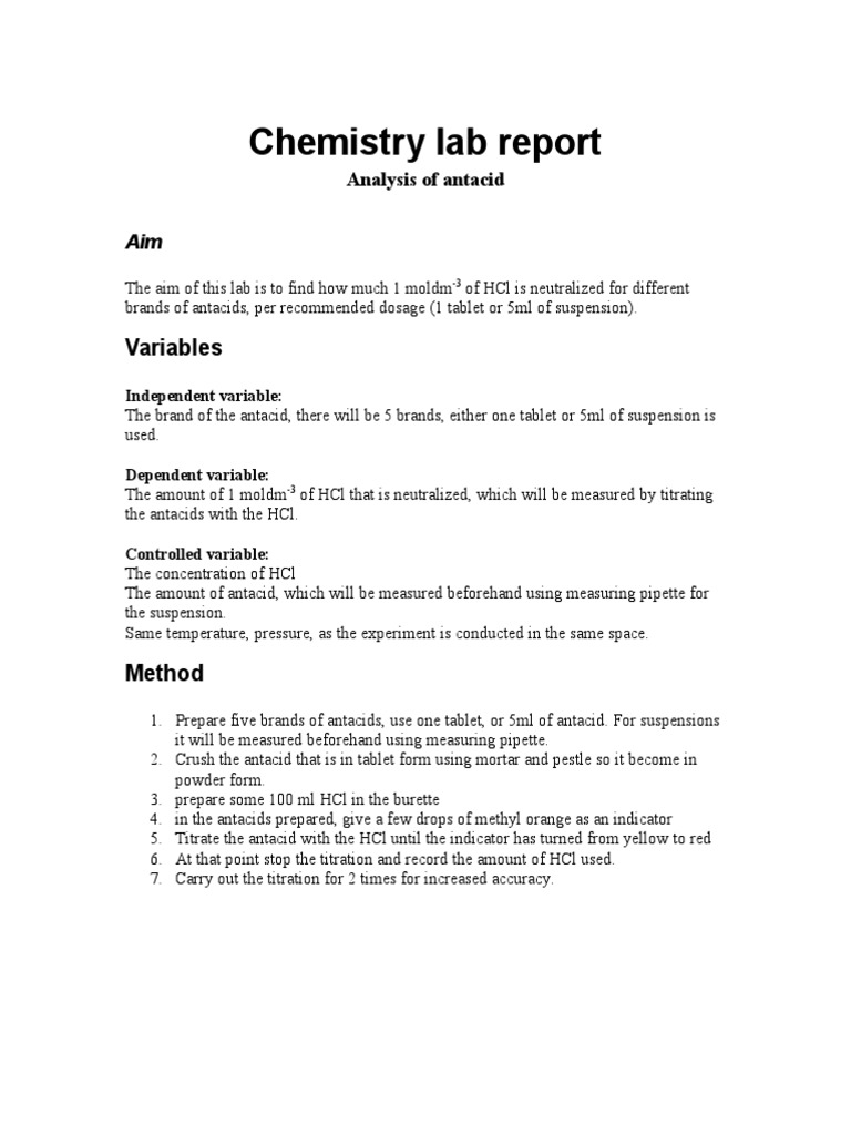 Analysis of Antacid | Titration | Chemistry