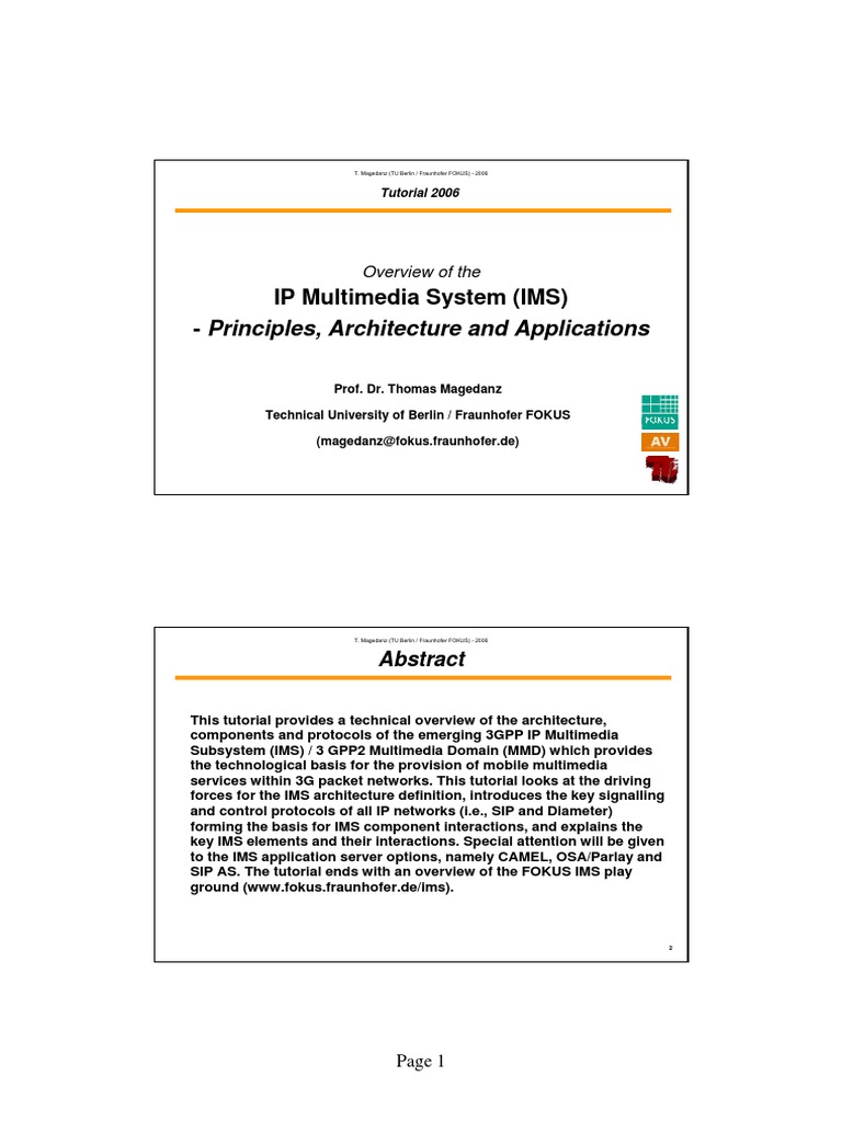 IMS Tutorial | PDF | Ip Multimedia Subsystem | Session Initiation Protocol