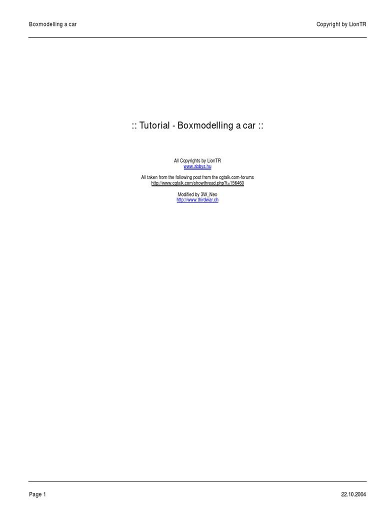 3ds Max Box Modeling A Car Pdf Texture Mapping Shape