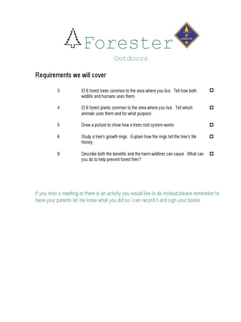 Webelos Forester Activity Badge | PDF | Home & Garden | Wellness