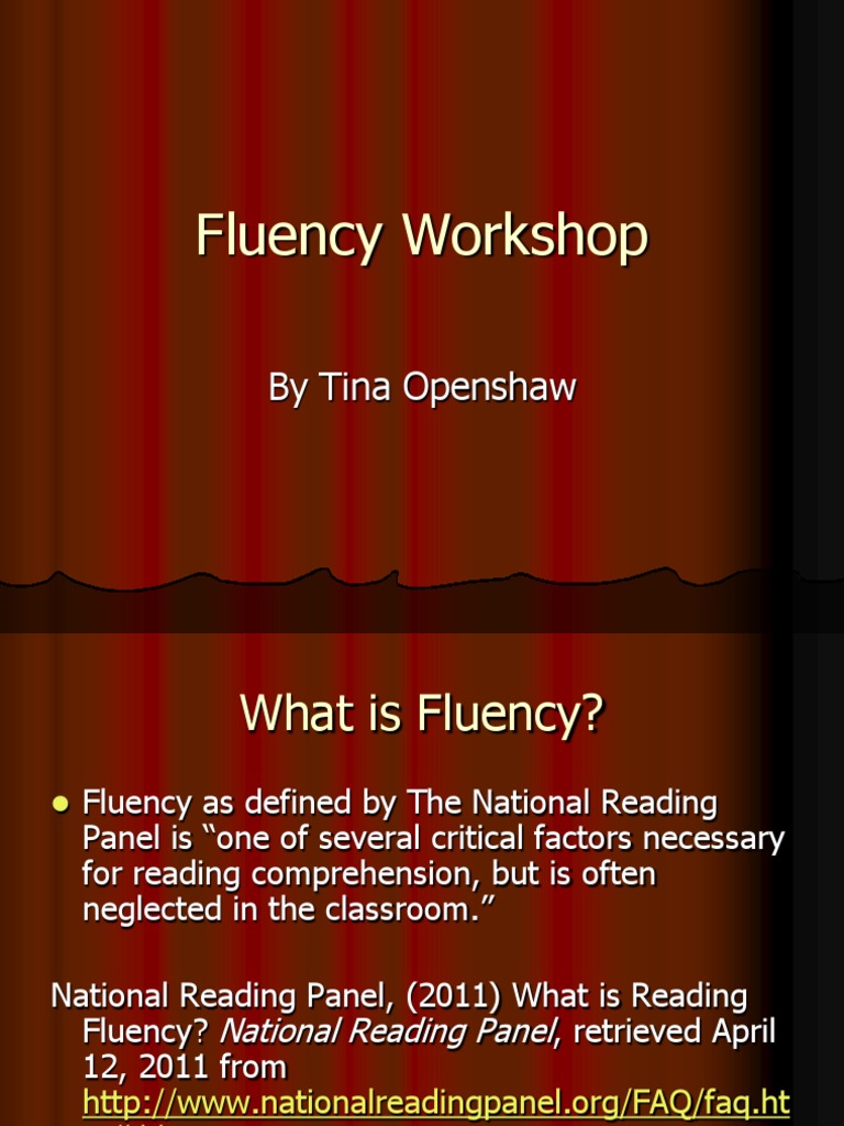 Improve Reading Fluency Workshop | PDF | Reading (Process) | Speech