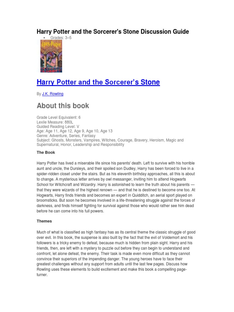 Harry Potter Discussion Guide | PDF | Harry Potter | Fantasy