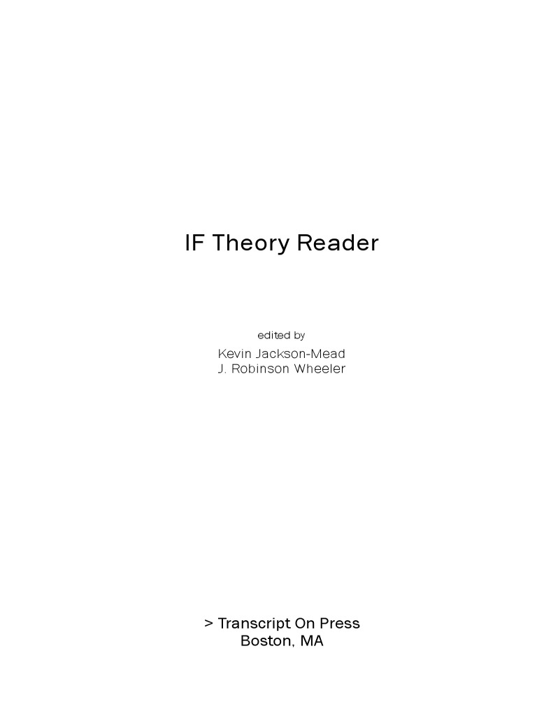 Theory of Interactive Fiction | PDF