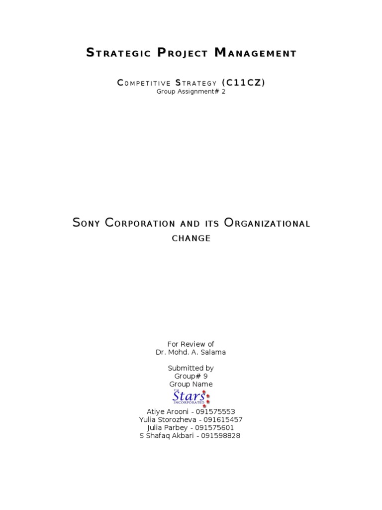 Strategic Project Management | PDF | Sony | Strategic Management